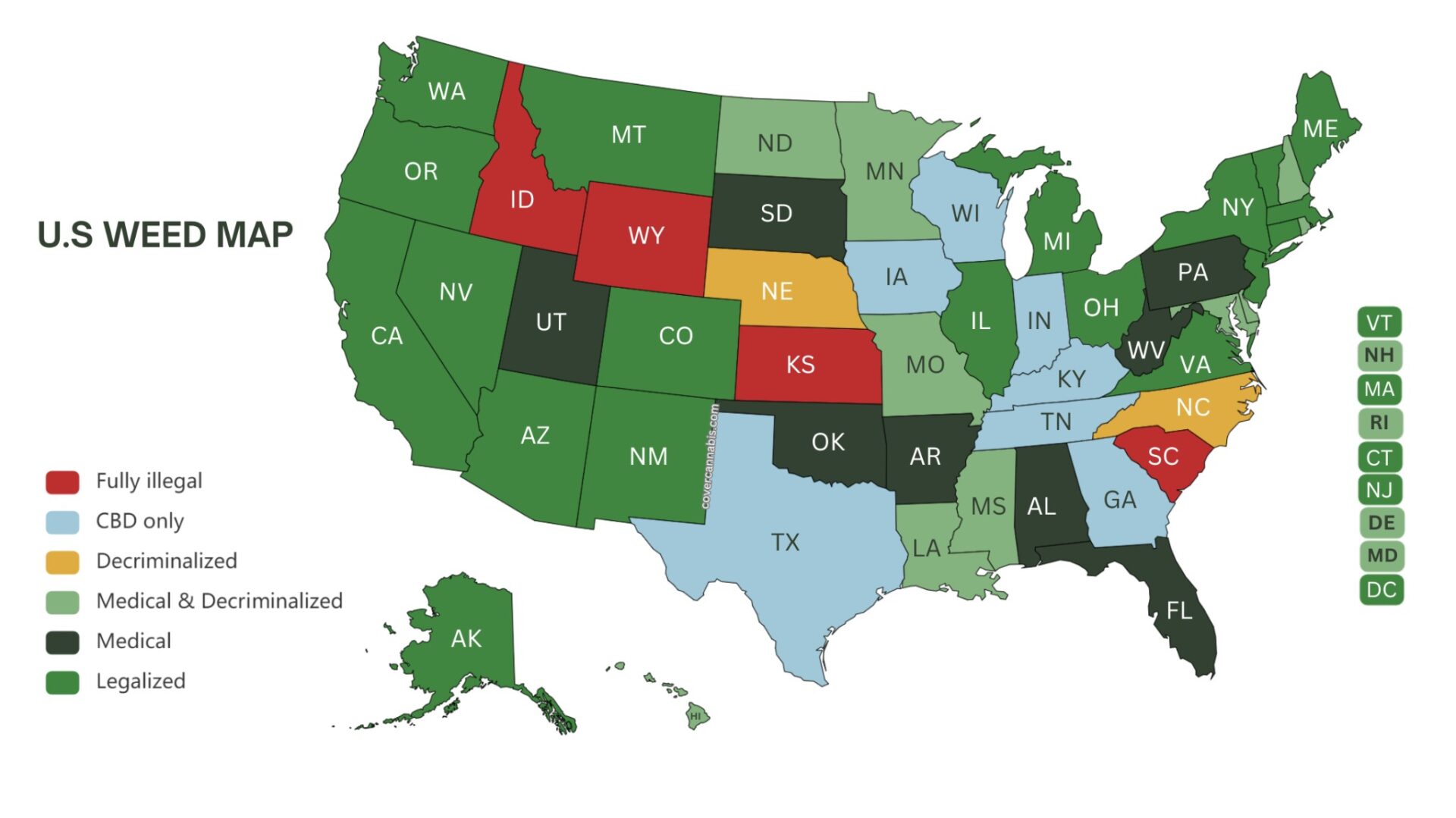 Marijuana Laws by State for 2025. Where is Marijuana Legal?